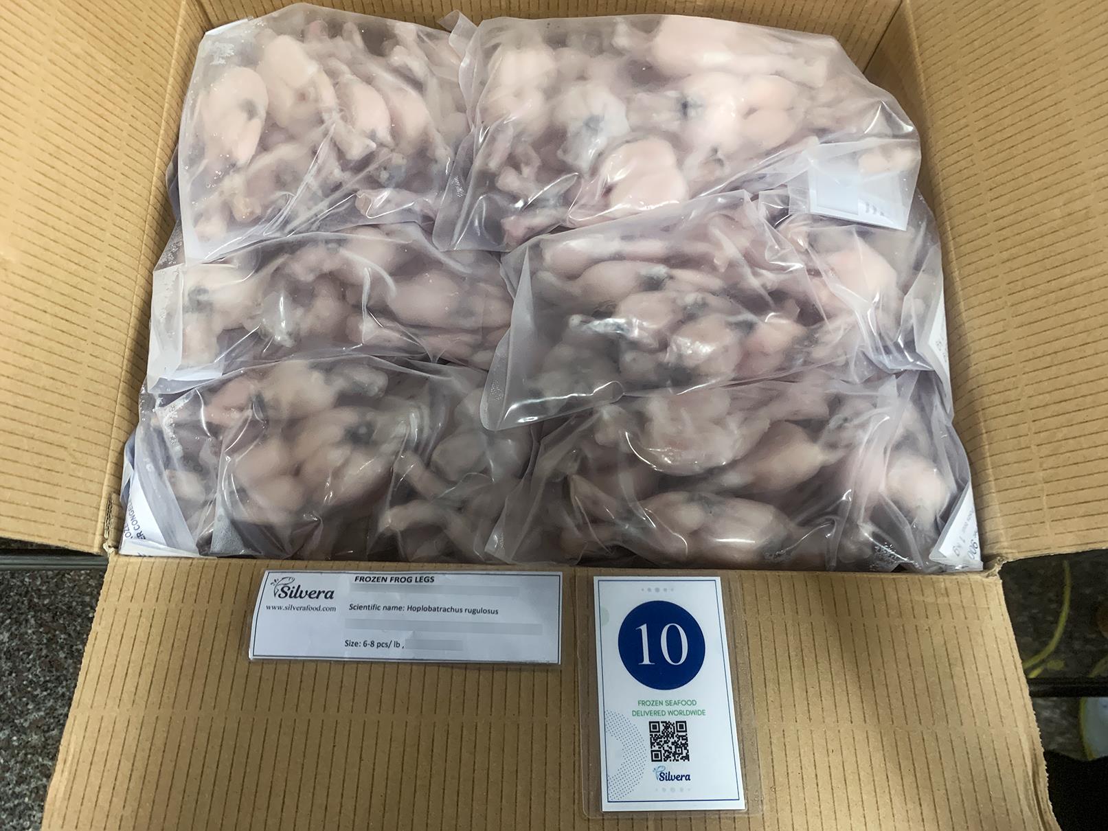 A shipment of frozen frog legs for the Canadian market