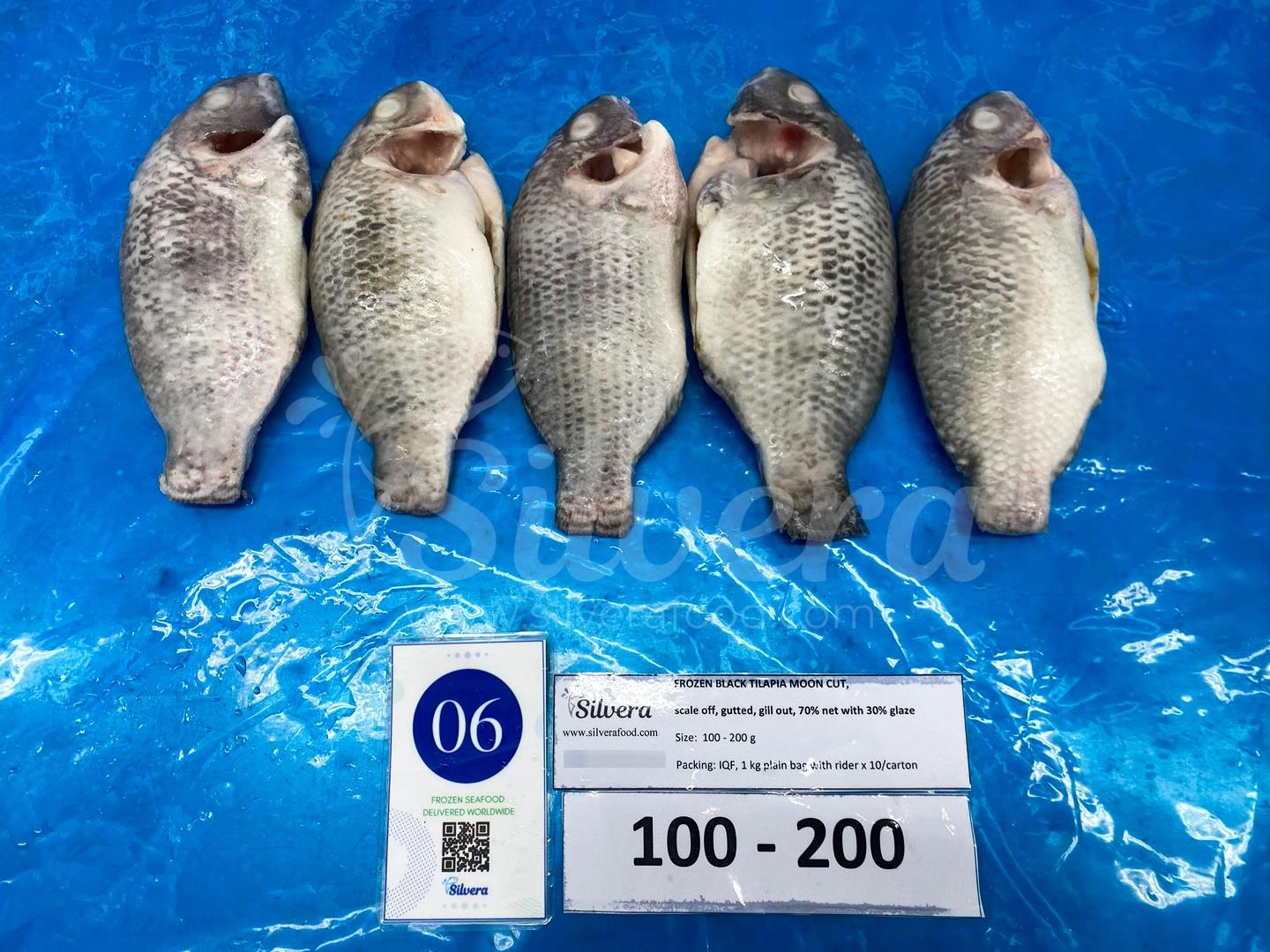 Whole cleaned moon-cut black tilapia ready for delivery